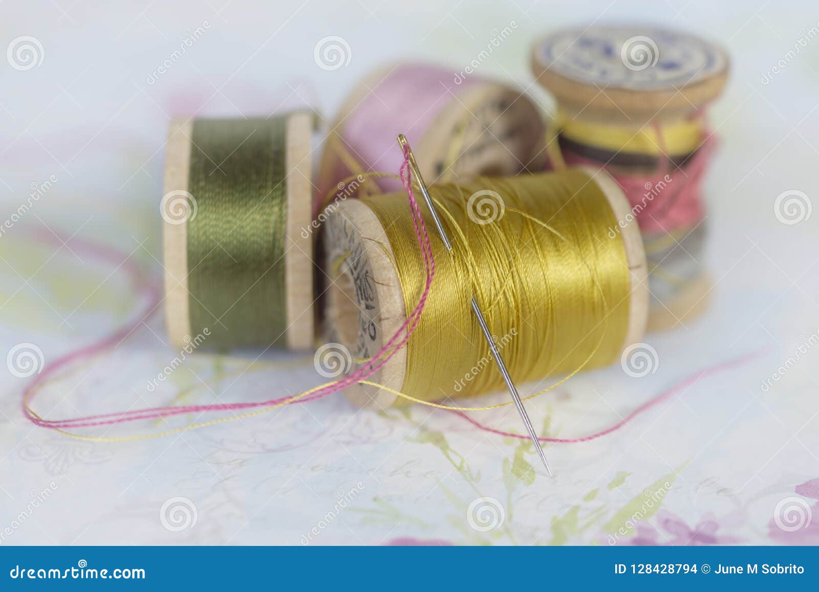 Closeup of Vintage Thread Spools Stock Photo - Image of fashion, create ...