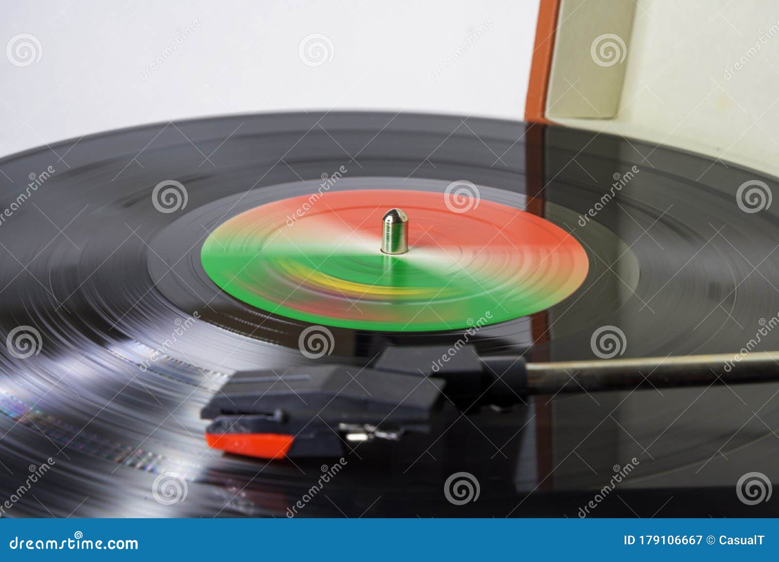 Closeup of a Vinyl Record Spinning on a Turntable Stock Image - Image ...