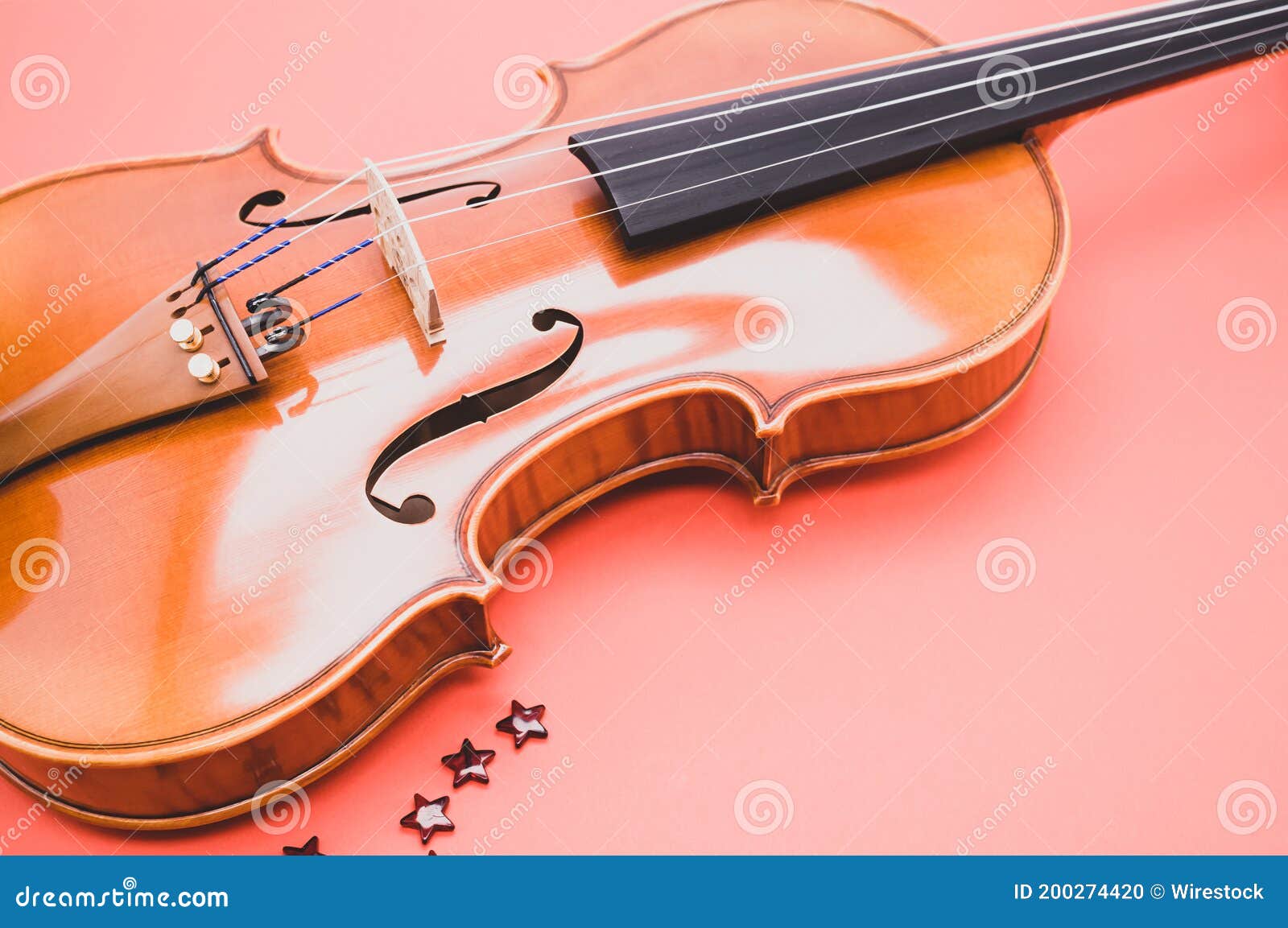 Closeup of a Violin on a Pink Background Stock Photo - Image of fiddle ...