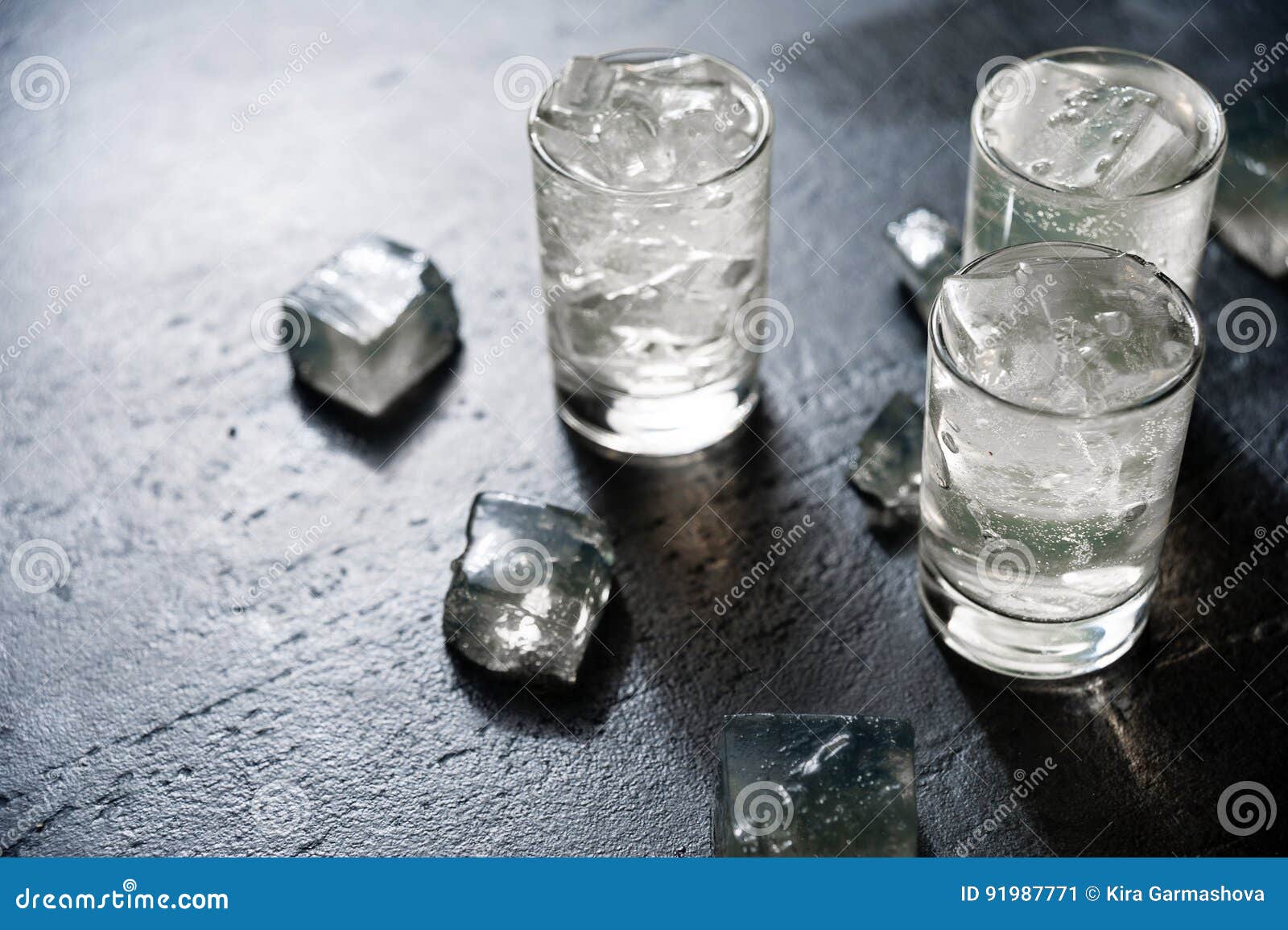 Closeup Vodka in a Glass with Ice, Gin, Tonic, Tequila Stock Image ...