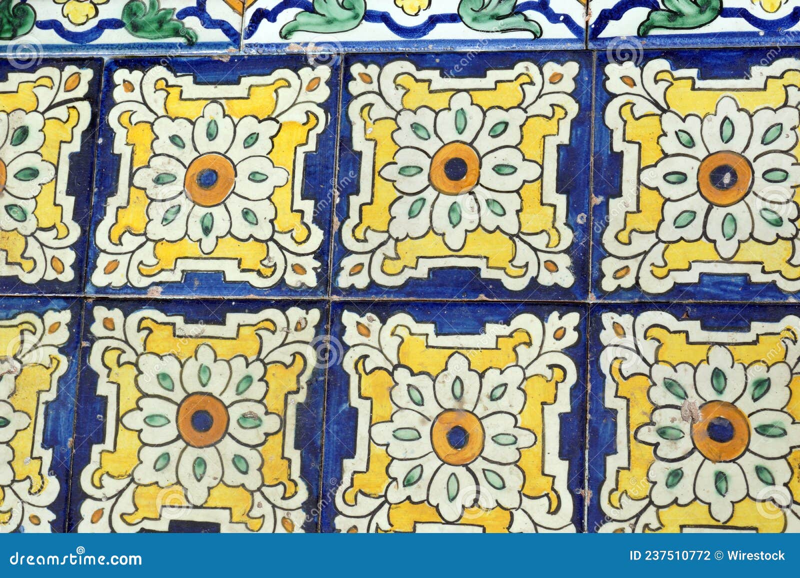 Closeup of a Wall with Typical Colored Tiles in Cadiz, Spain Stock ...