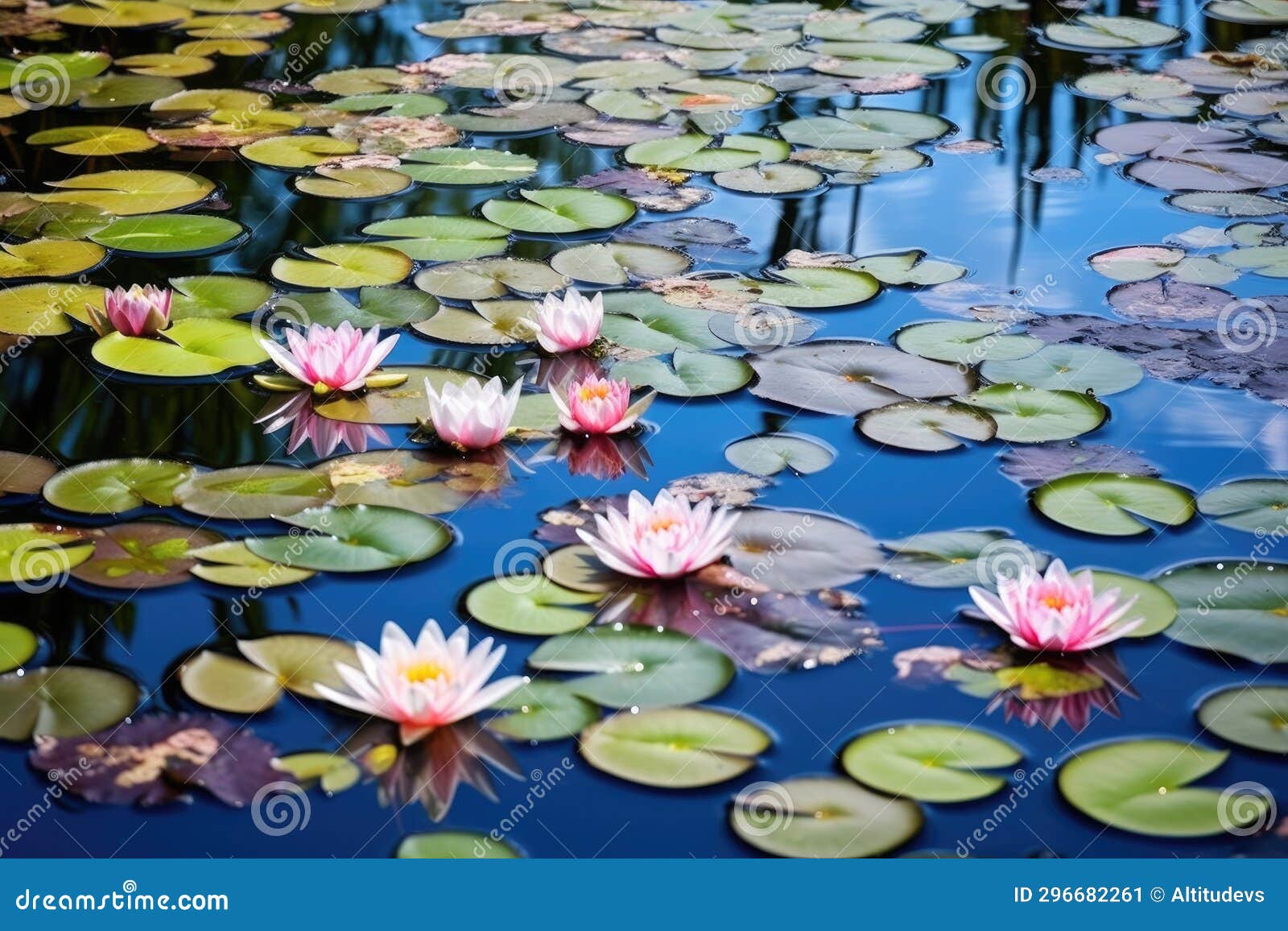Closeup of Water Lilies Floating on a Pond Stock Image - Image of ...