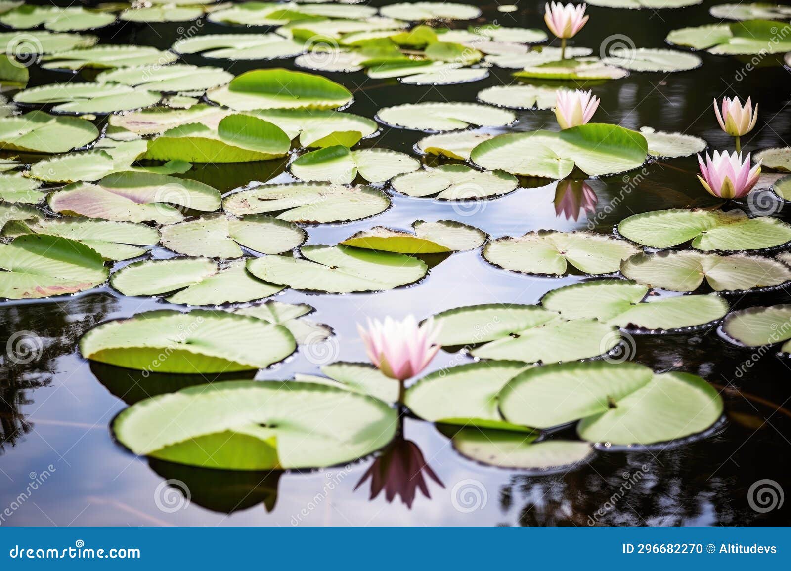 Closeup of Water Lilies Floating on a Pond Stock Photo - Image of pond ...