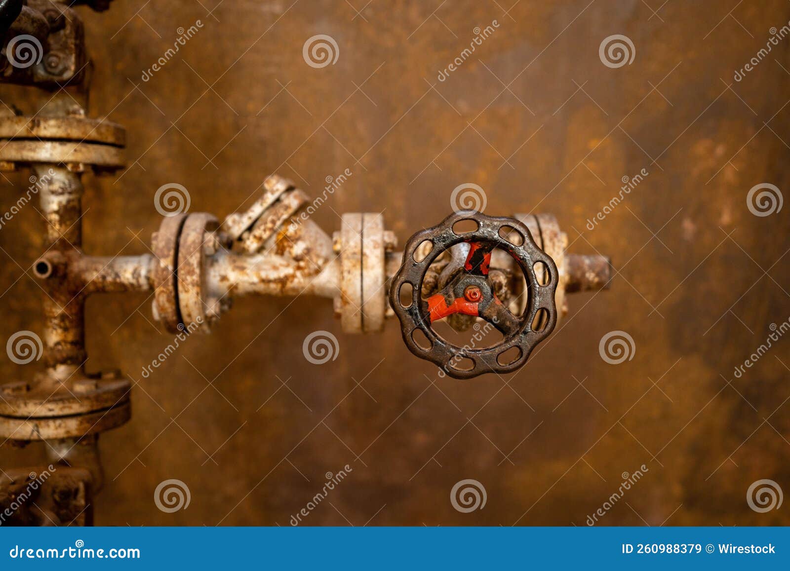 Closeup of a Water Valve Handle on a Rusty Wall Background Stock Image ...