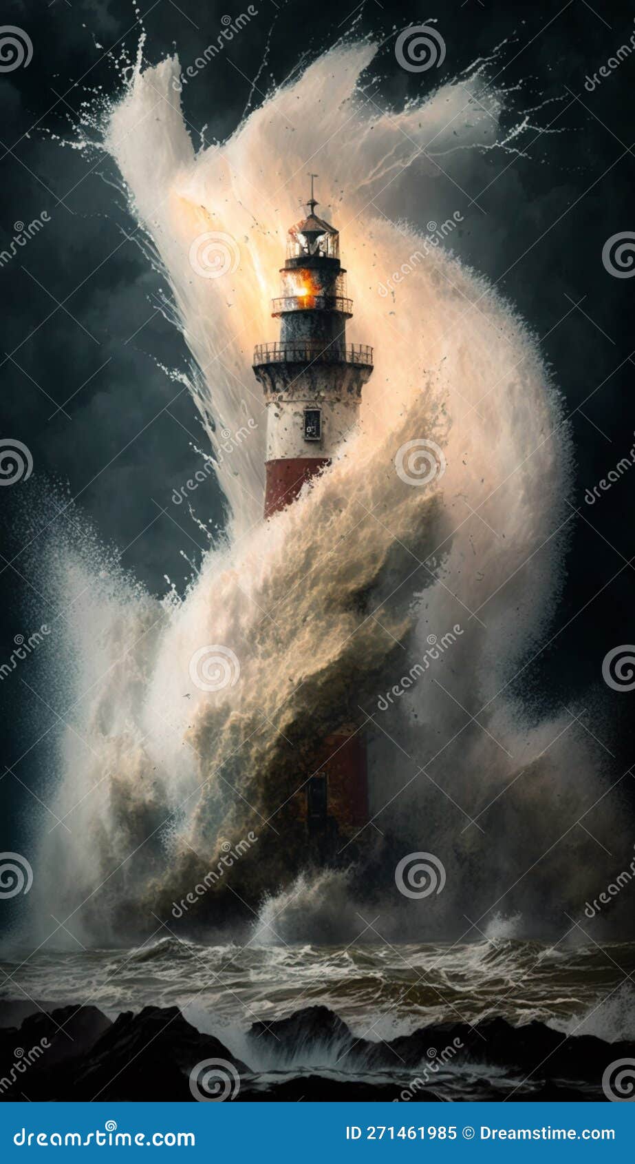 Closeup of a Weathered Lighthouse Stock Illustration - Illustration of ...