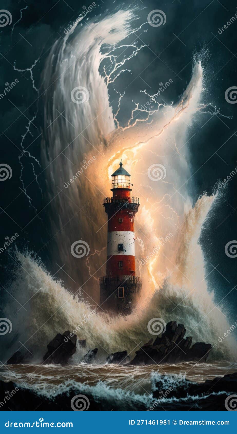Closeup of a Weathered Lighthouse Stock Illustration - Illustration of ...