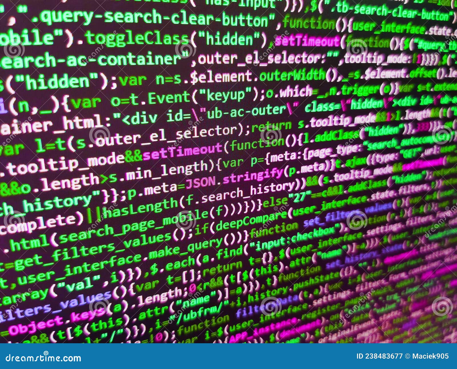Closeup of Web Code on Computer LED Screen. Program Development Concept. Real Html Code ...