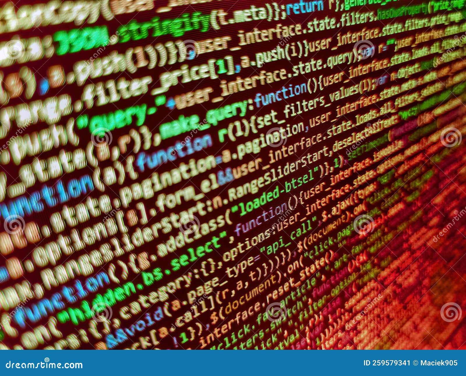 Closeup Of Web Code On Computer Led Screen Script Procedure Creating Close Up Of Computer Web