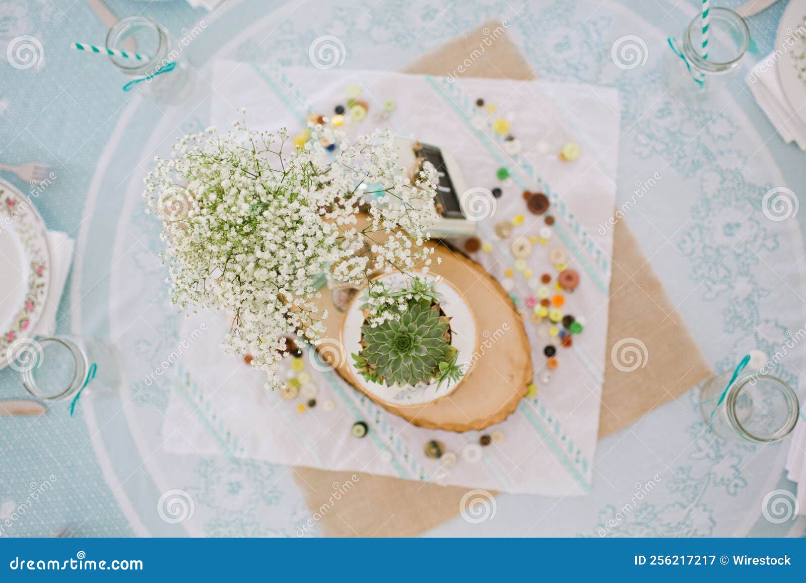 Closeup of Wedding Table in White Tones. the Design of the Guest Table ...