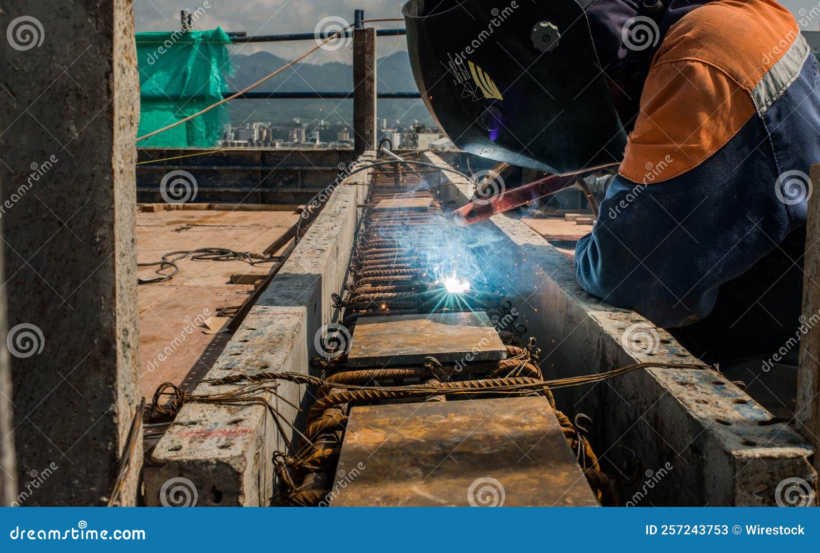 Closeup of a Welder at the Construction Site. Stock Image - Image of ...