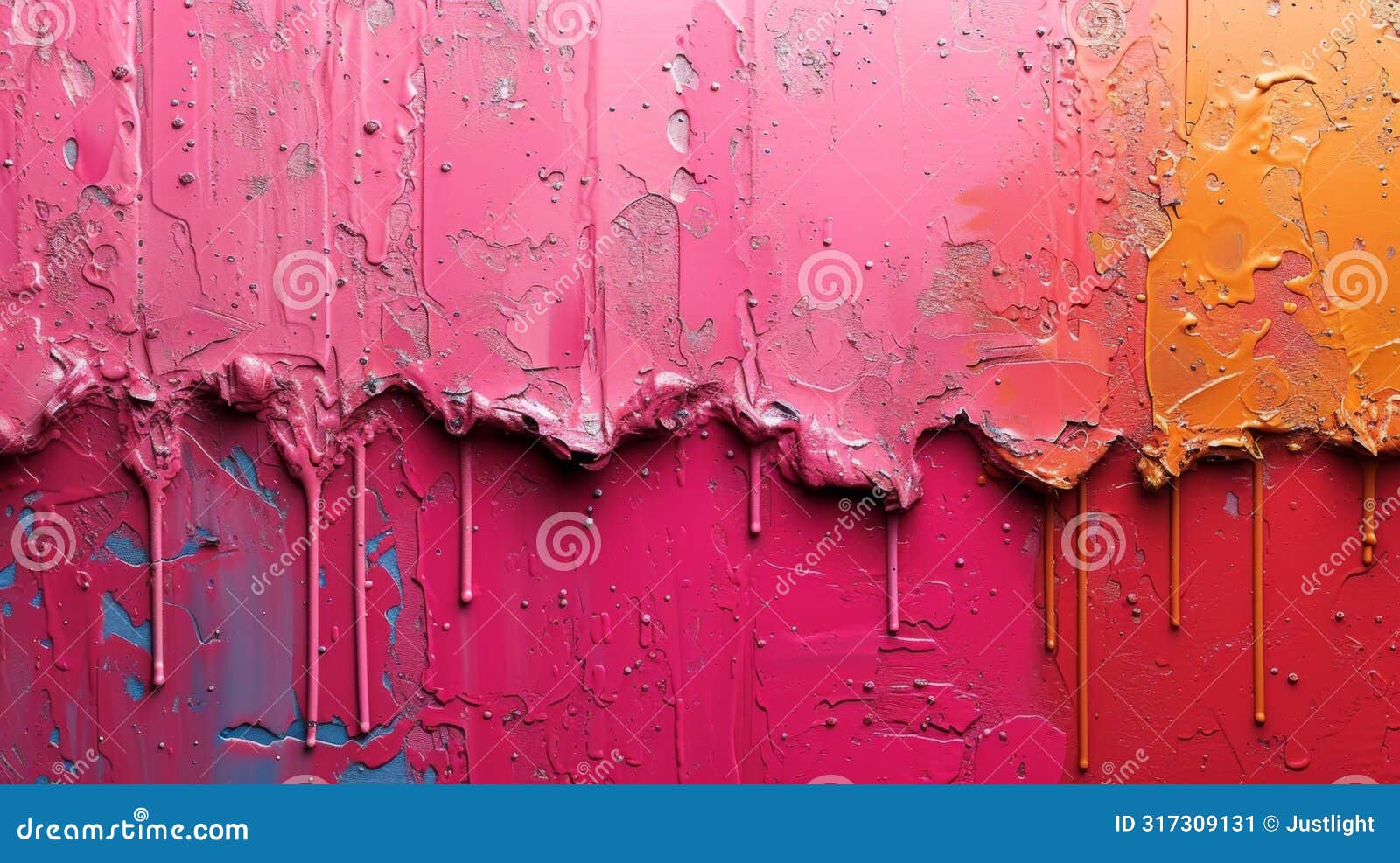 Closeup of Wet Paint Dripping Down a Textured Surface in Splatters and ...