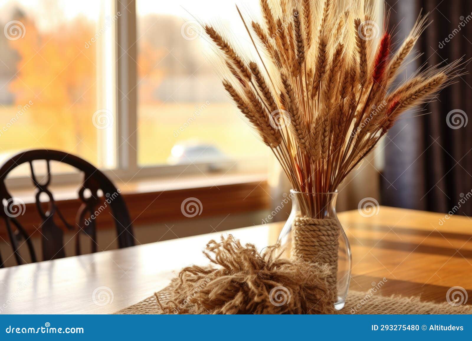 Closeup of a Wheat Bundle Centerpiece on a Dining Table Stock Photo - Image of dining, closeup ...