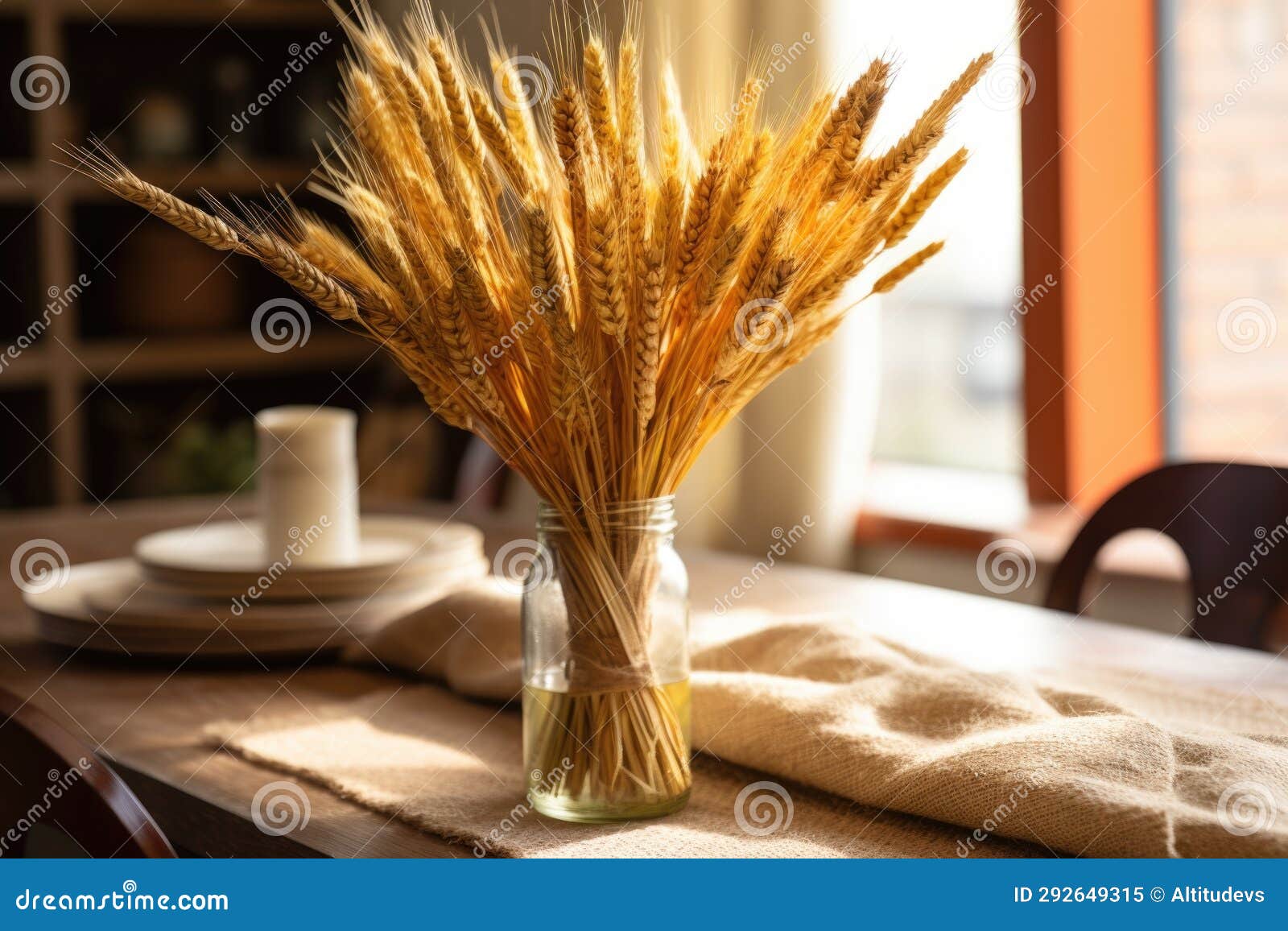 Closeup of a Wheat Bundle Centerpiece on a Dining Table Stock Image - Image of closeup, wheat ...