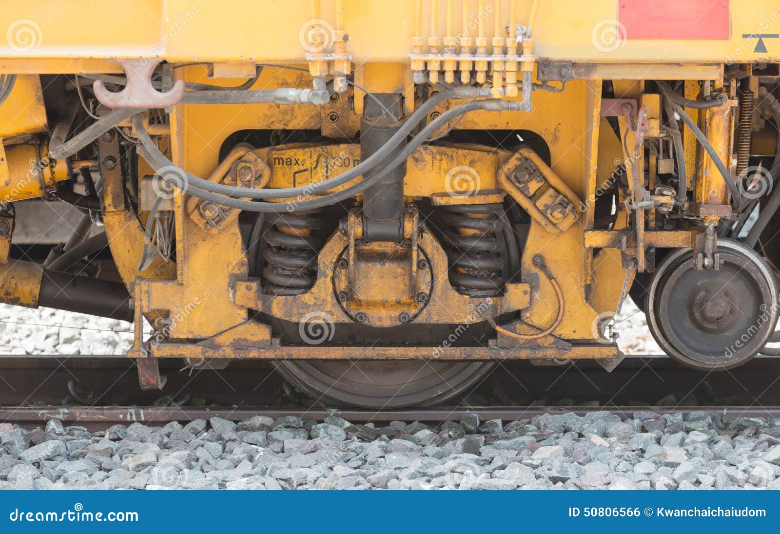 Closeup Wheel Break and Suspension System of Train Stock Photo - Image ...