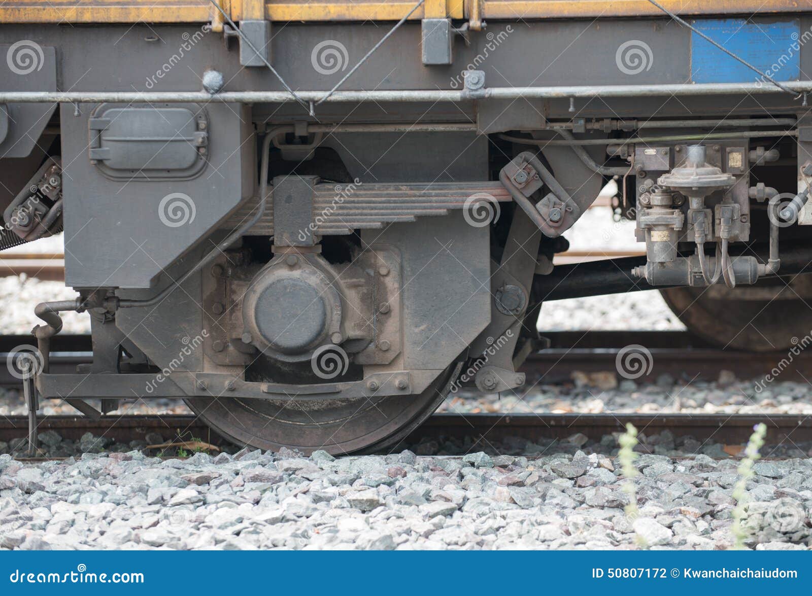 Closeup Wheel Break and Suspension System of Train Stock Photo - Image ...
