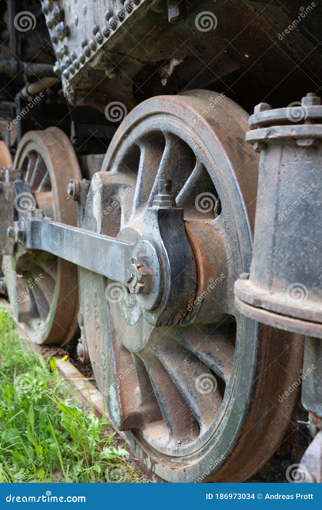 Closeup of a Wheel of an Old Steam Engine Stock Photo - Image of ...
