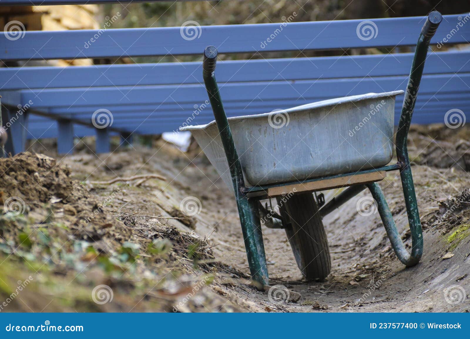Closeup of the Wheelbarrow at the Construction Site. Stock Photo ...