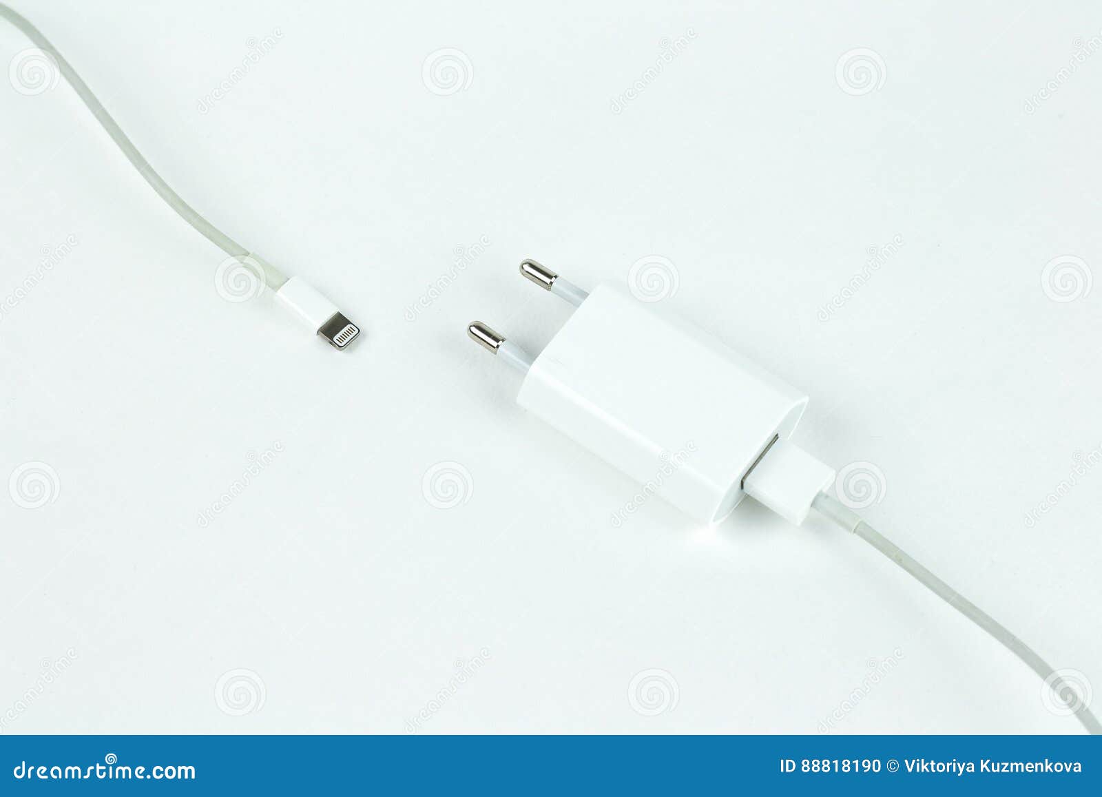 Closeup of a White Charger and White Usb Cable. Isolated Stock Photo ...