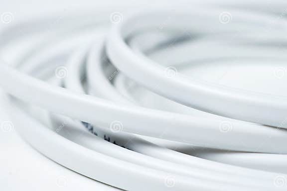 Closeup of a White Electric Cable on a White Background Stock Image ...