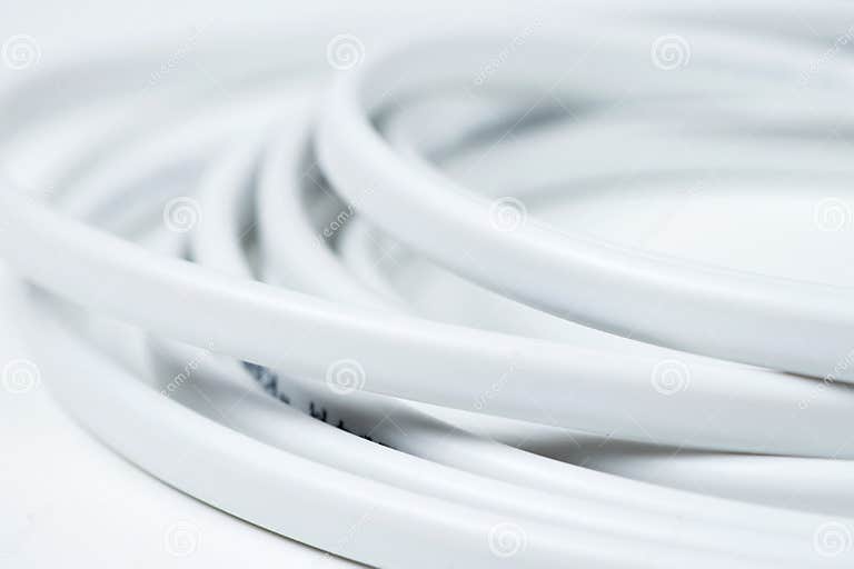 Closeup of a White Electric Cable on a White Background Stock Image ...