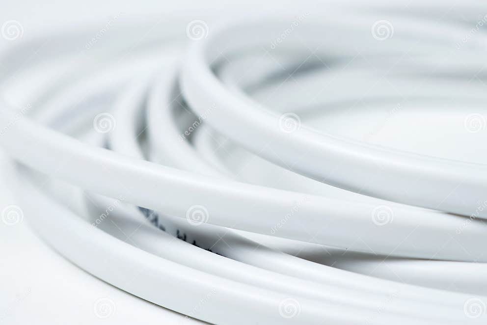 Closeup of a White Electric Cable on a White Background Stock Image ...