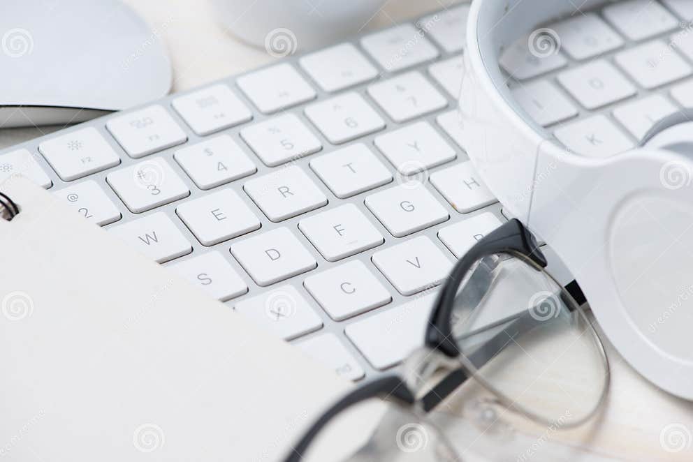 Closeup. White Keys of Keyboard of a Computer Stock Image - Image of ...
