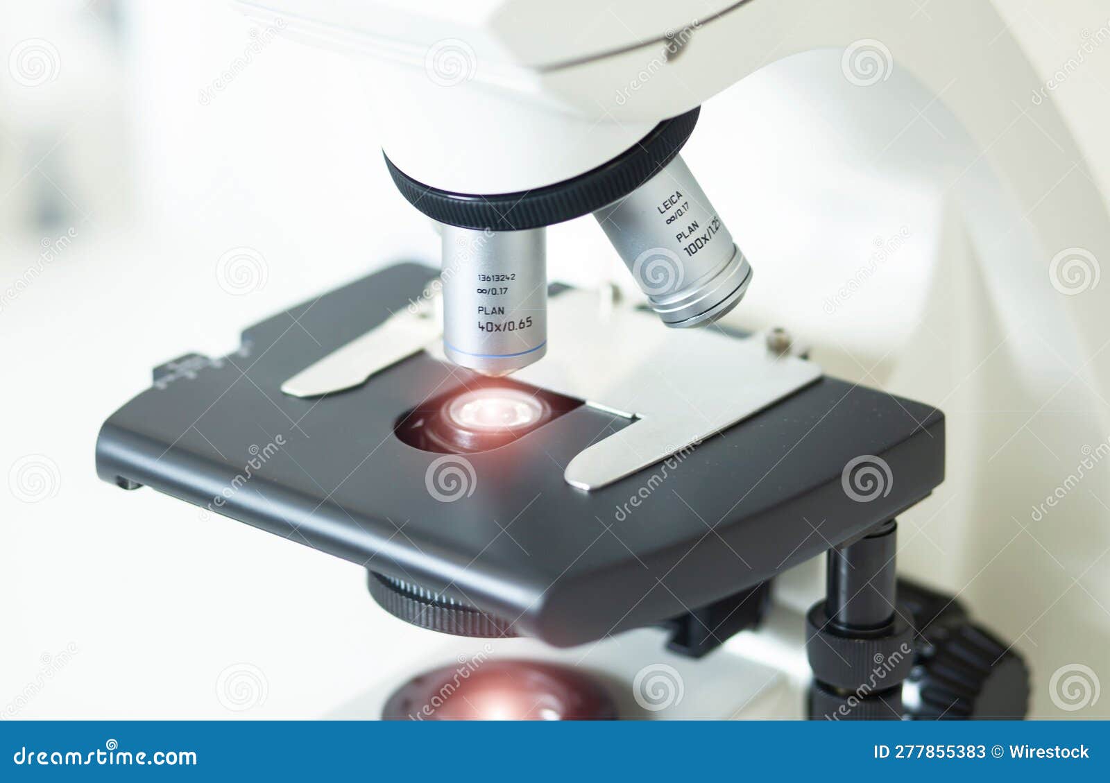 Closeup of a White Microscope in a Laboratory Setting Stock Image ...