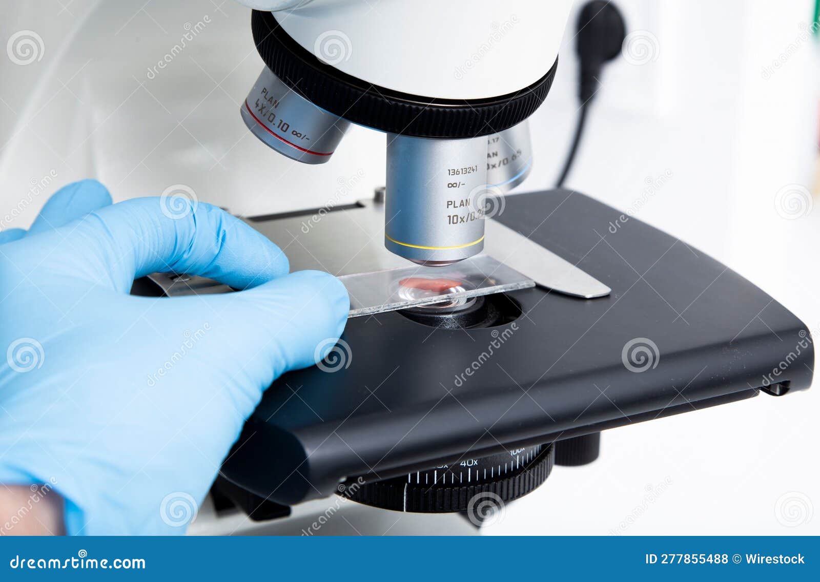 Closeup of a White Microscope in a Laboratory Setting Stock Photo ...