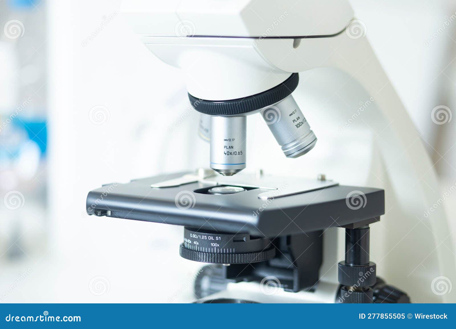 Closeup of a White Microscope in a Laboratory Setting Stock Image ...