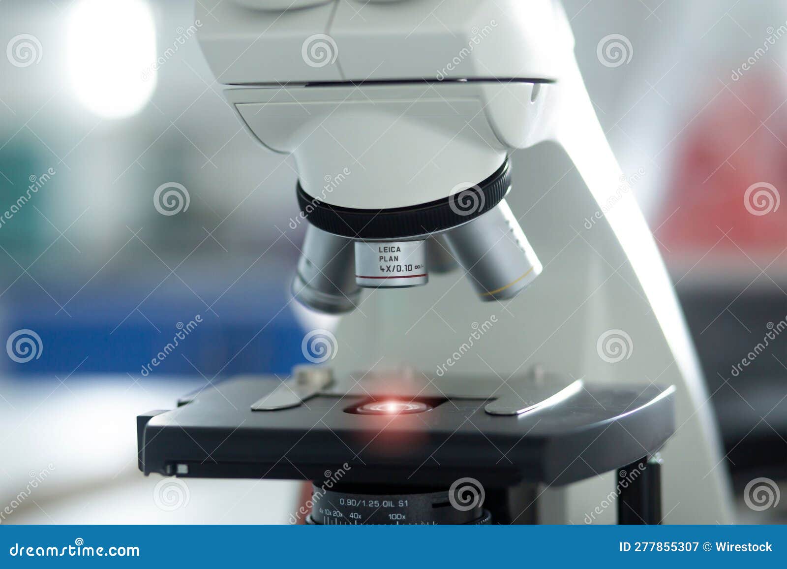 Closeup of a White Microscope in a Laboratory Setting Stock Image ...