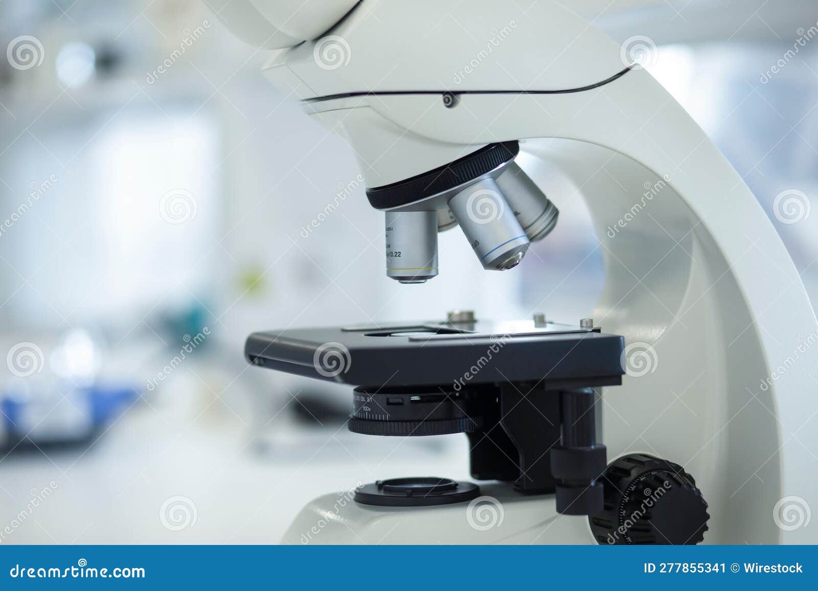 Closeup of a White Microscope in a Laboratory Setting Stock Image ...