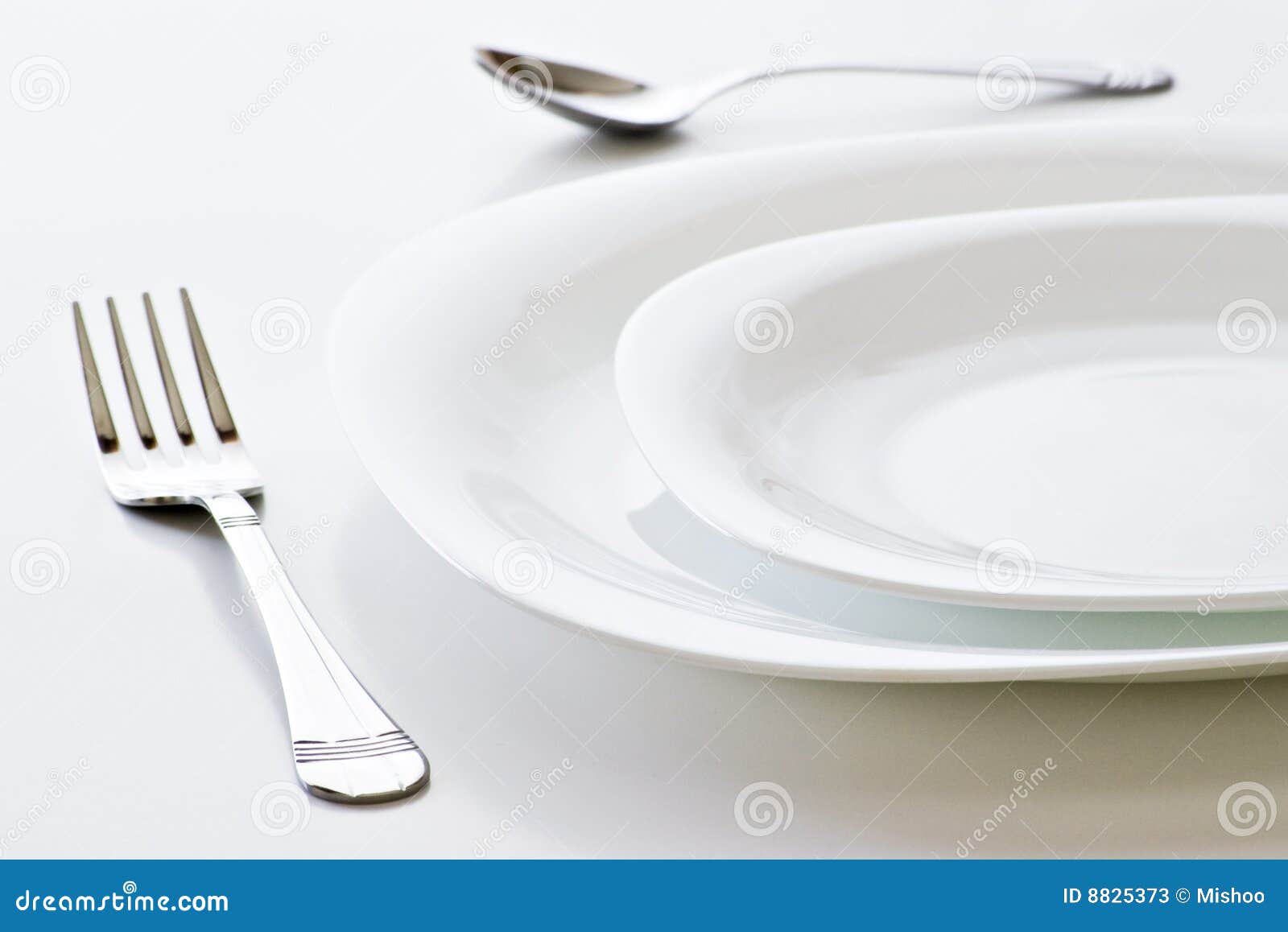 Closeup of White Place Setting Stock Image - Image of table, porcelain ...