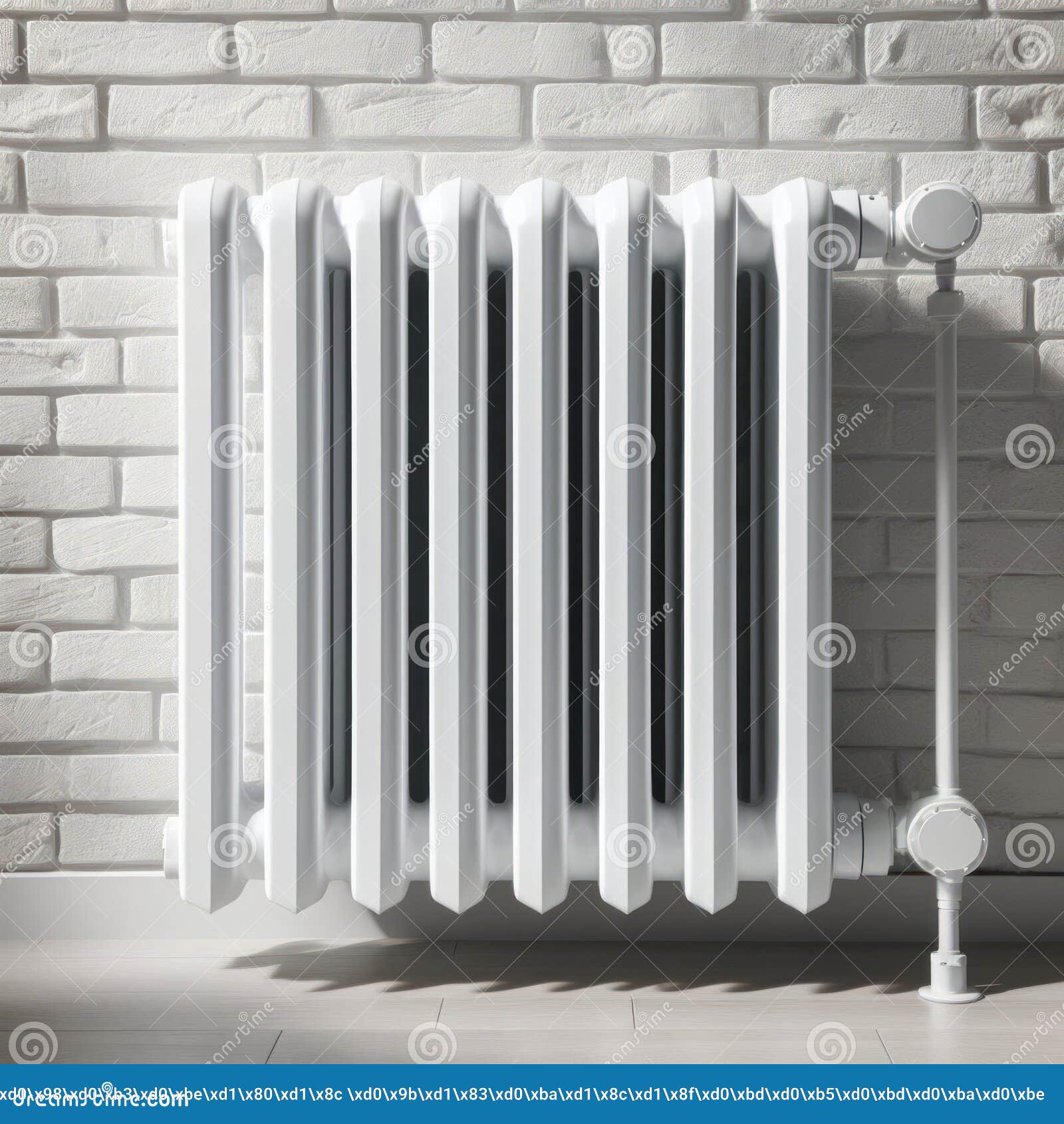 Closeup White Radiator on Brick Wall Background. Ai Generative Stock ...