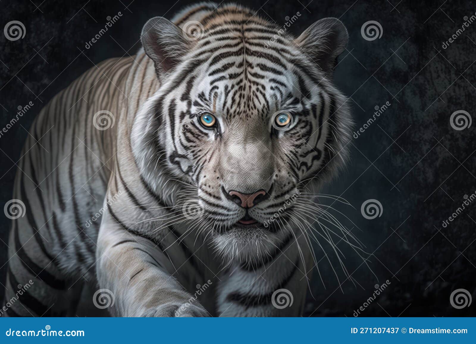 A Closeup of a White Tiger Approaching Stock Illustration ...