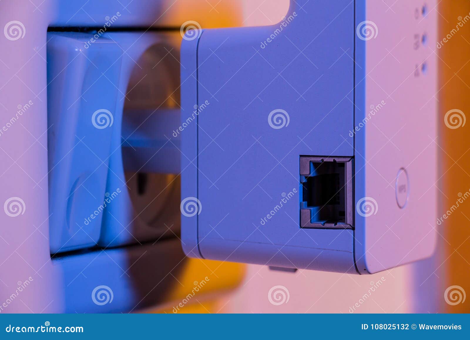 Closeup on WiFi Repeater WPS Button and Ethernet Socket Stock Photo ...