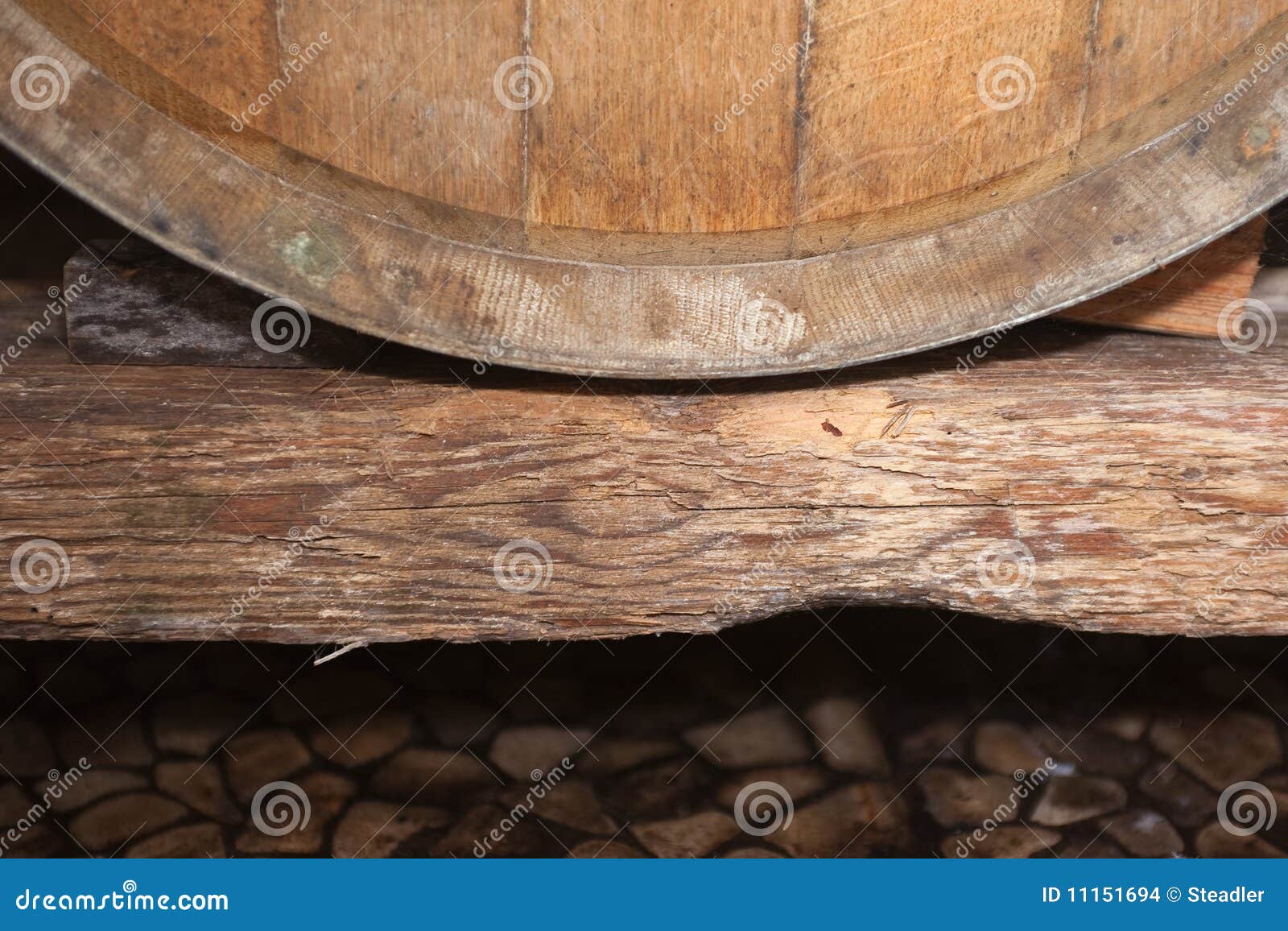 Closeup of Wine Barrel on an Old Wood Beam Stock Photo - Image of ...