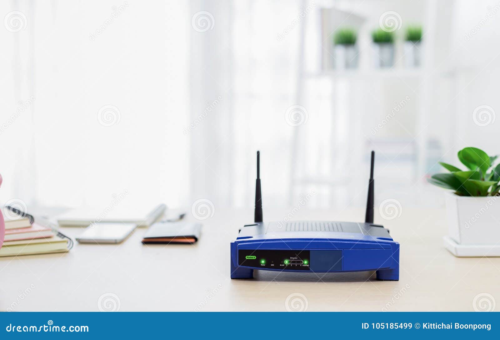 Closeup of a Wireless Router on Living Room at Home Stock Image - Image ...