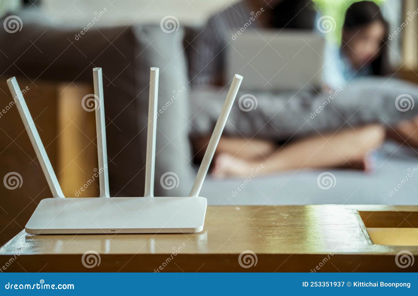 Closeup of a Wireless Router on Living Room at Home Stock Image - Image ...