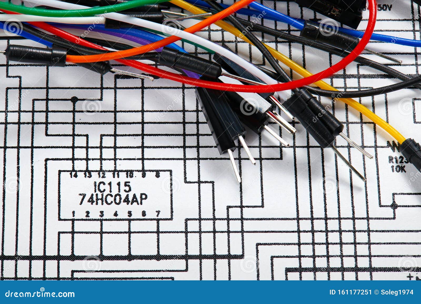 Closeup of Wires on Circuit Scheme - Concept of Learning, Training and ...