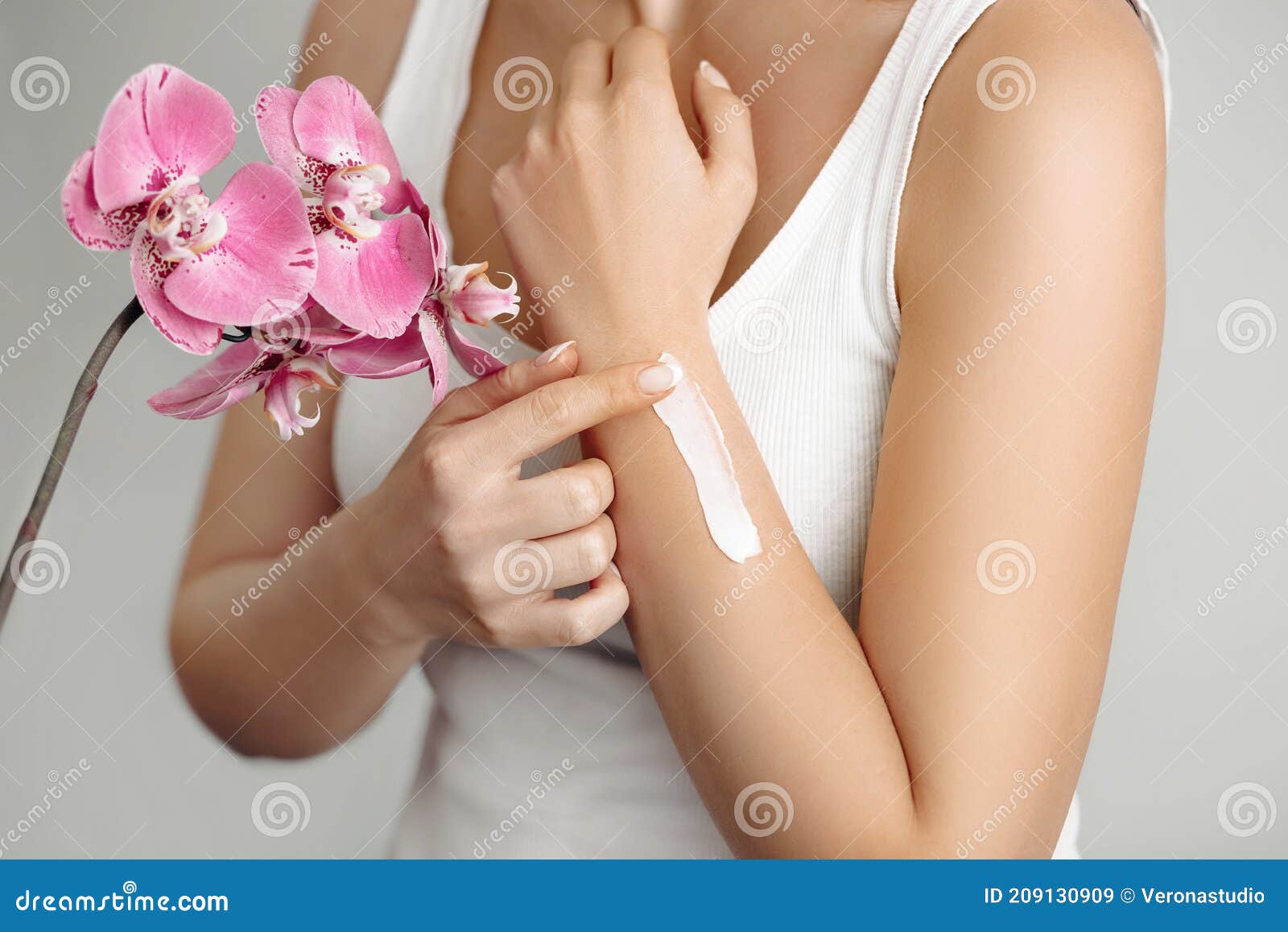 Closeup Woman Applying Protective Cream On Hands Hand Skin Care Stock