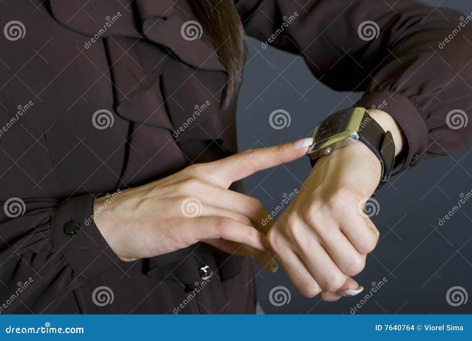 Closeup of a Woman Checking Time Stock Photo - Image of computer ...