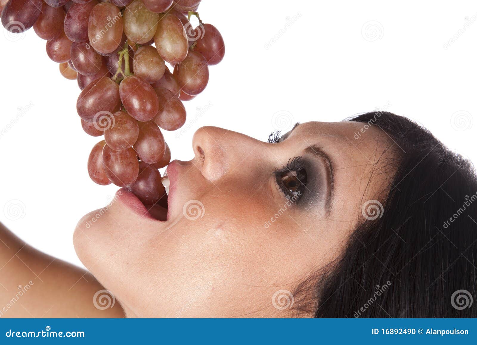 Closeup of Woman Eating Grapes. Stock Photo - Image of hunger ...