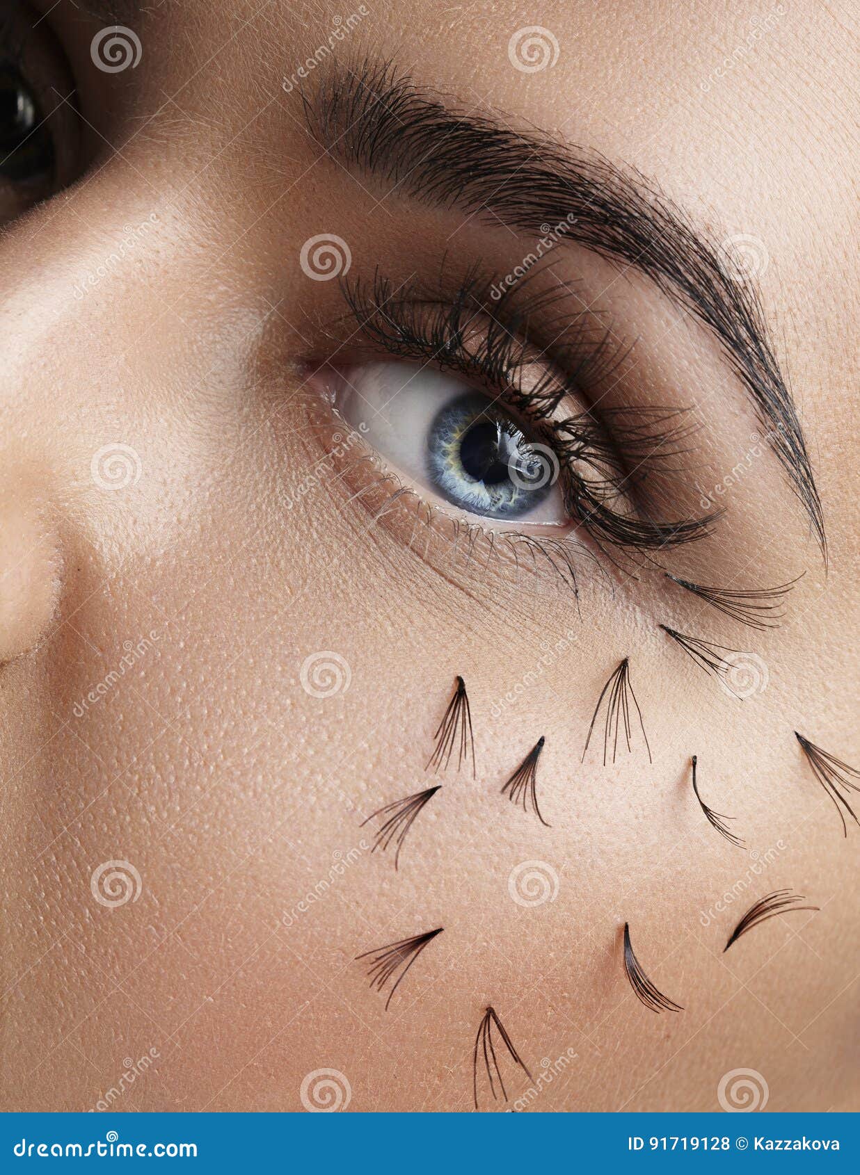 Closeup of Woman Eye with Falling Lashes Stock Photo - Image of natural ...