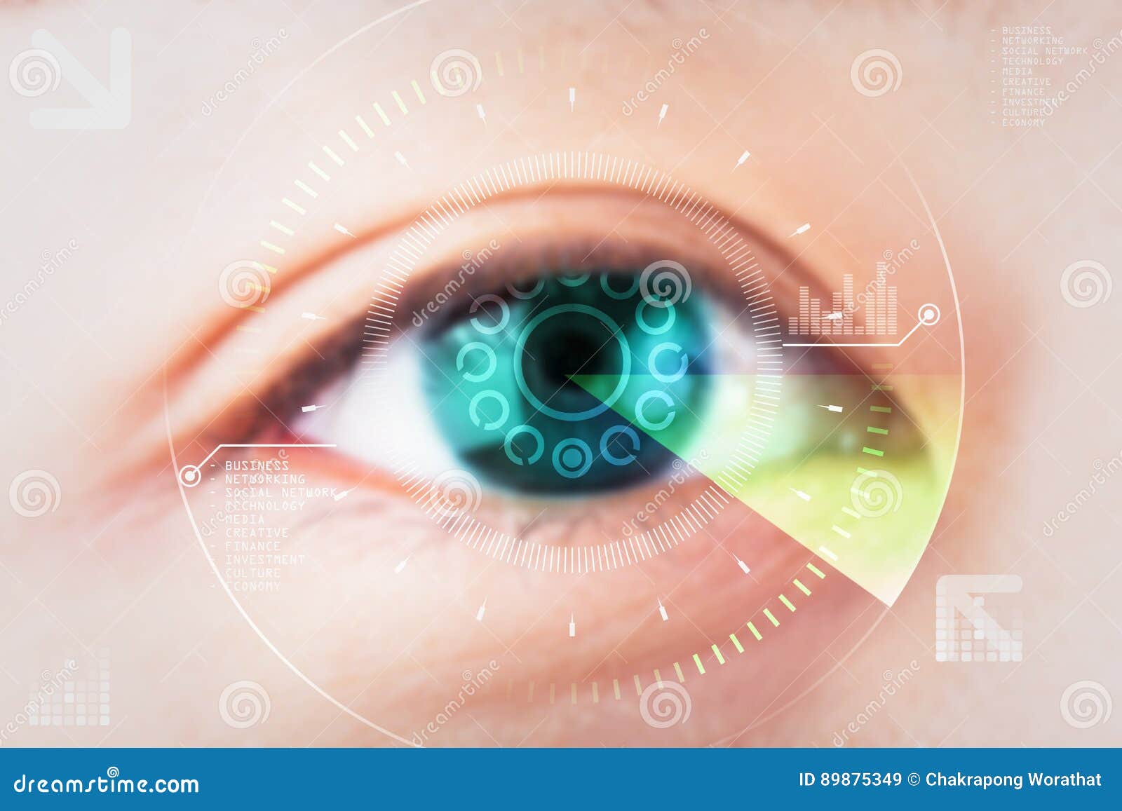 Closeup of Woman Eye Technology with Visual Effects. Eye Cataract ...