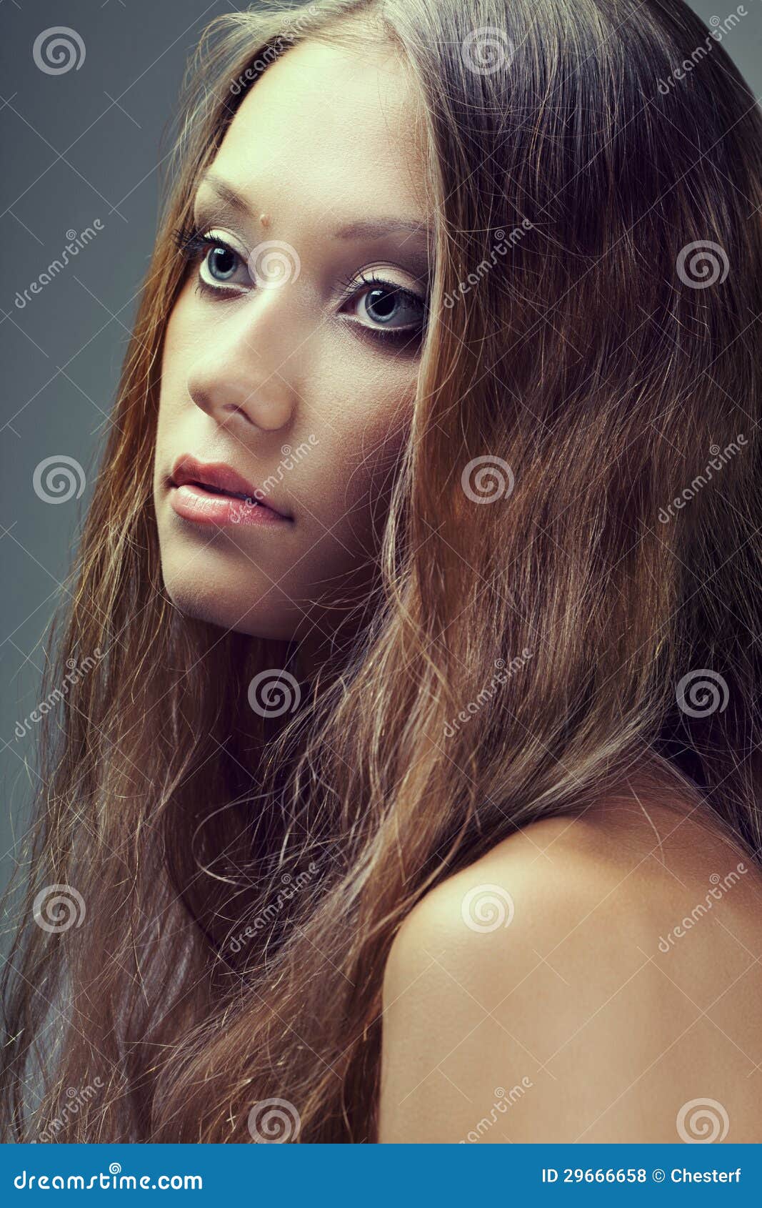 Closeup Woman Face Portrait Stock Photo - Image of fashion, long: 29666658