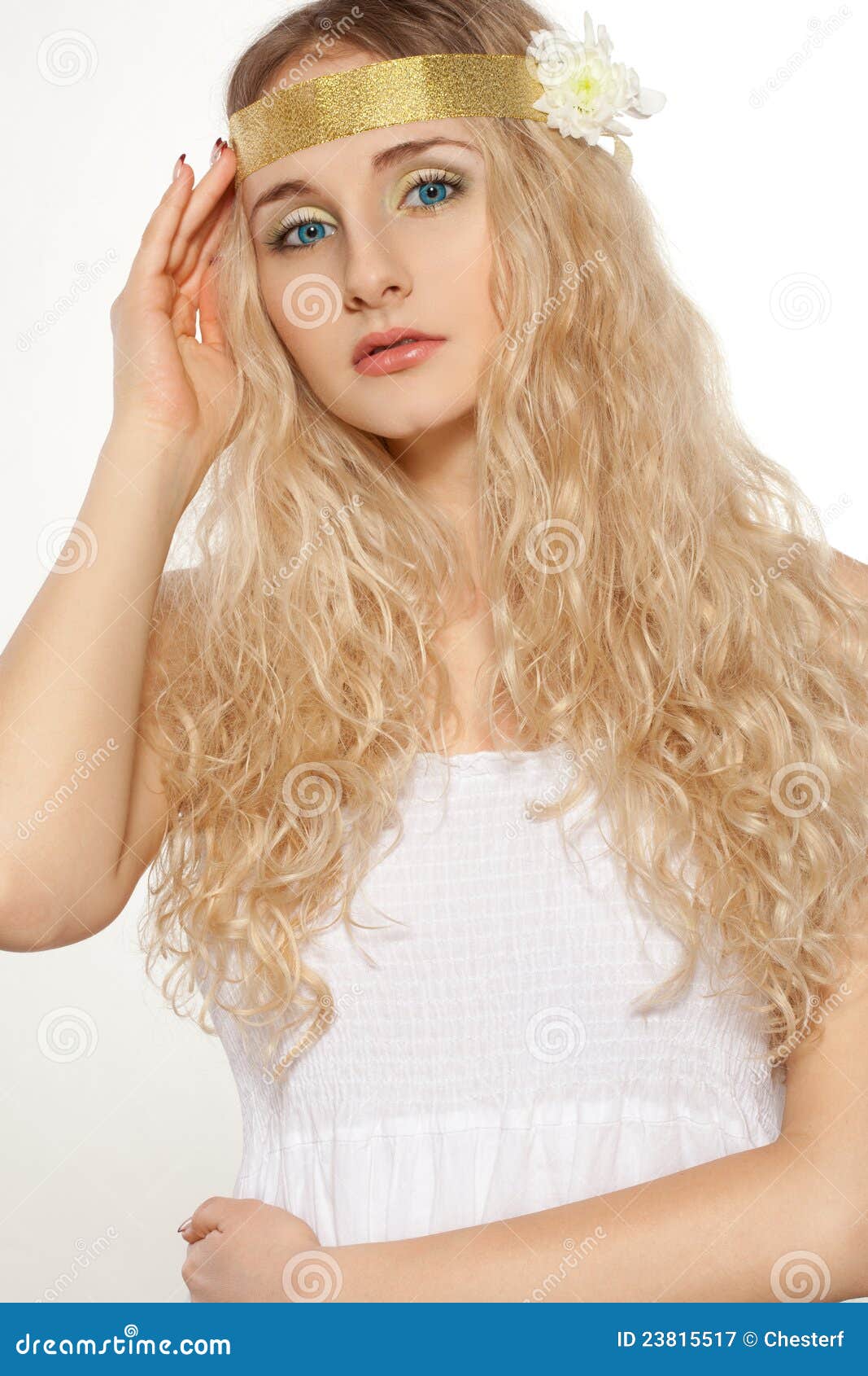 Closeup Woman Face with Ribbon on Head Stock Image - Image of gorgeous ...