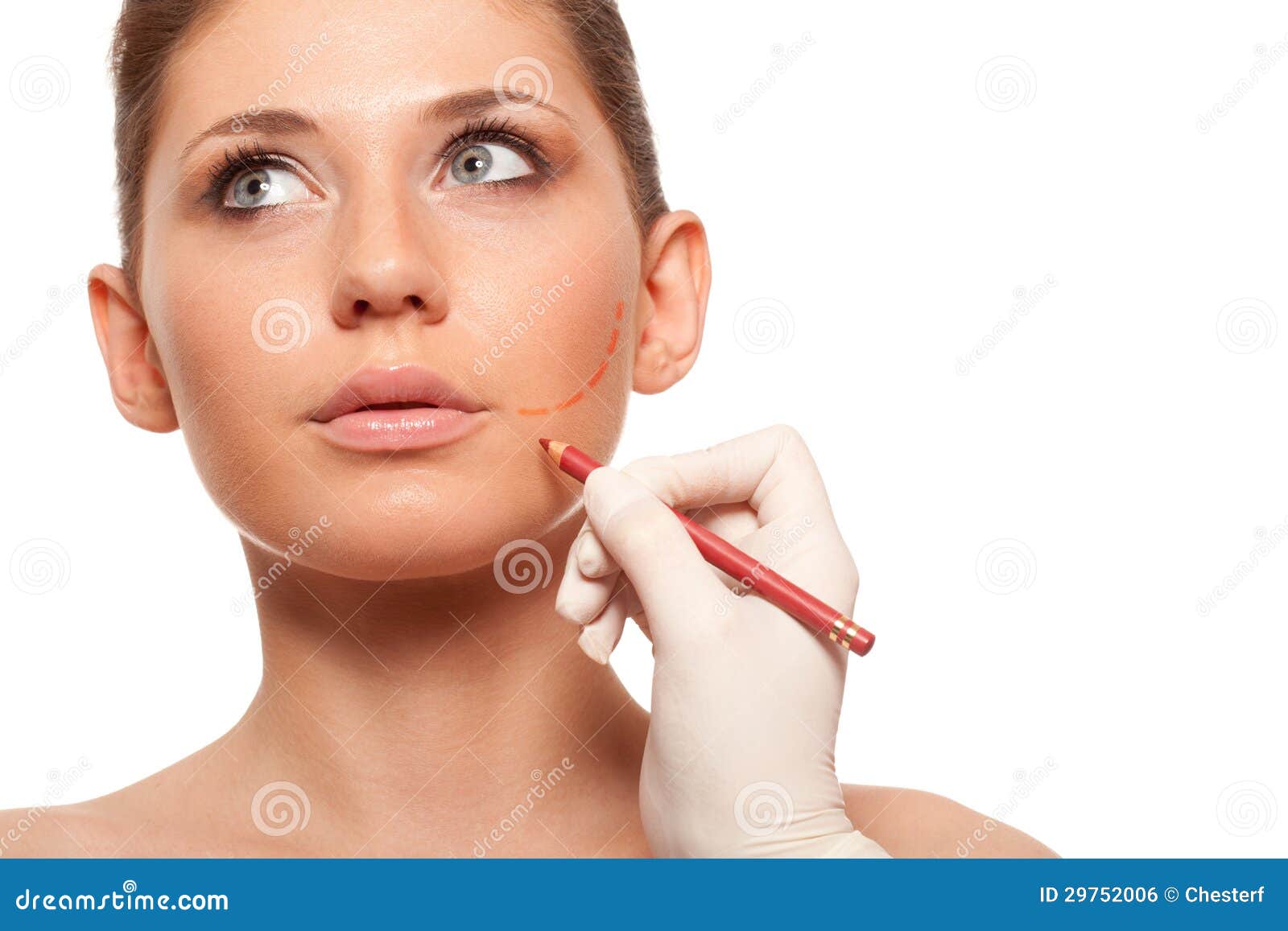 Closeup Woman Face with Surgery Mark Stock Photo - Image of caucasian ...