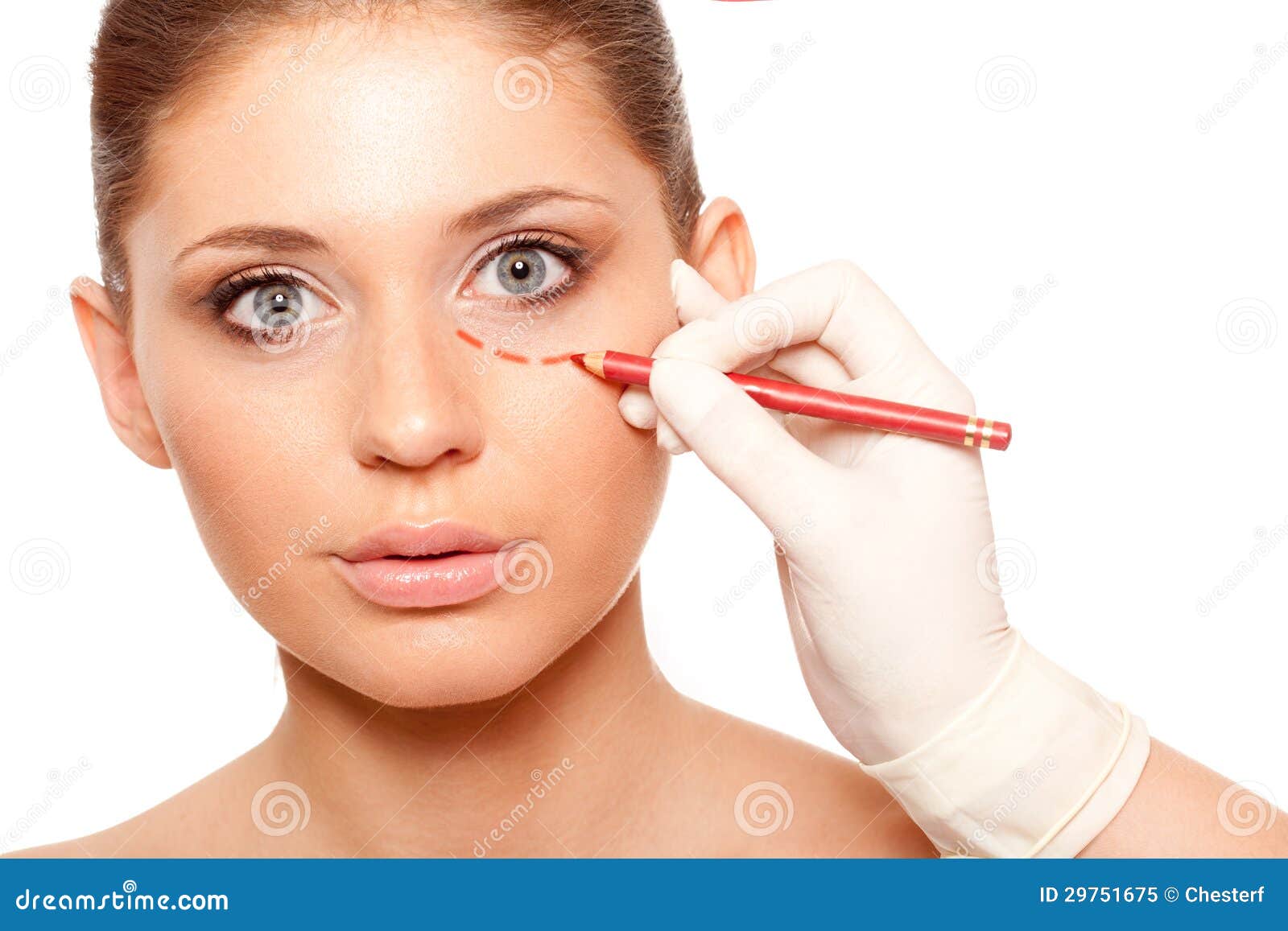 Closeup Woman Face with Surgery Mark Stock Image - Image of medical ...