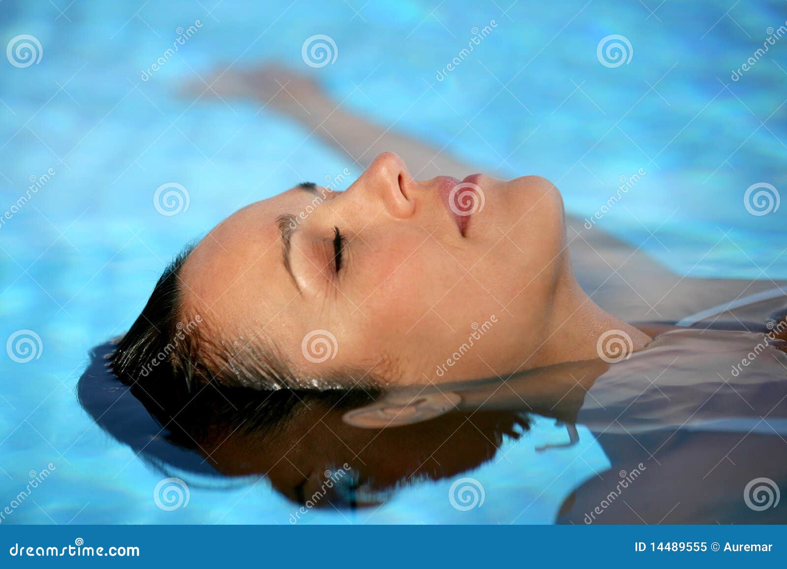 Closeup of woman in pool stock image. Image of stressless - 14489555
