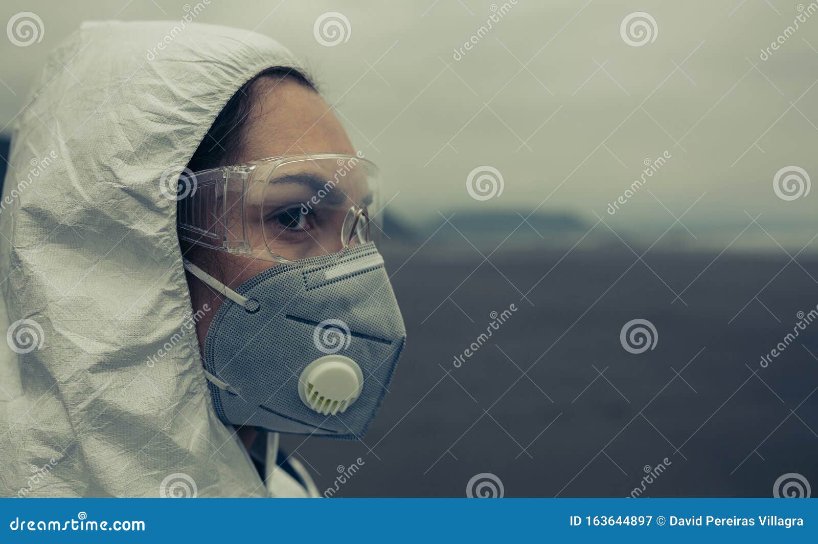 Closeup of Woman with Protection Suit Stock Image - Image of face ...